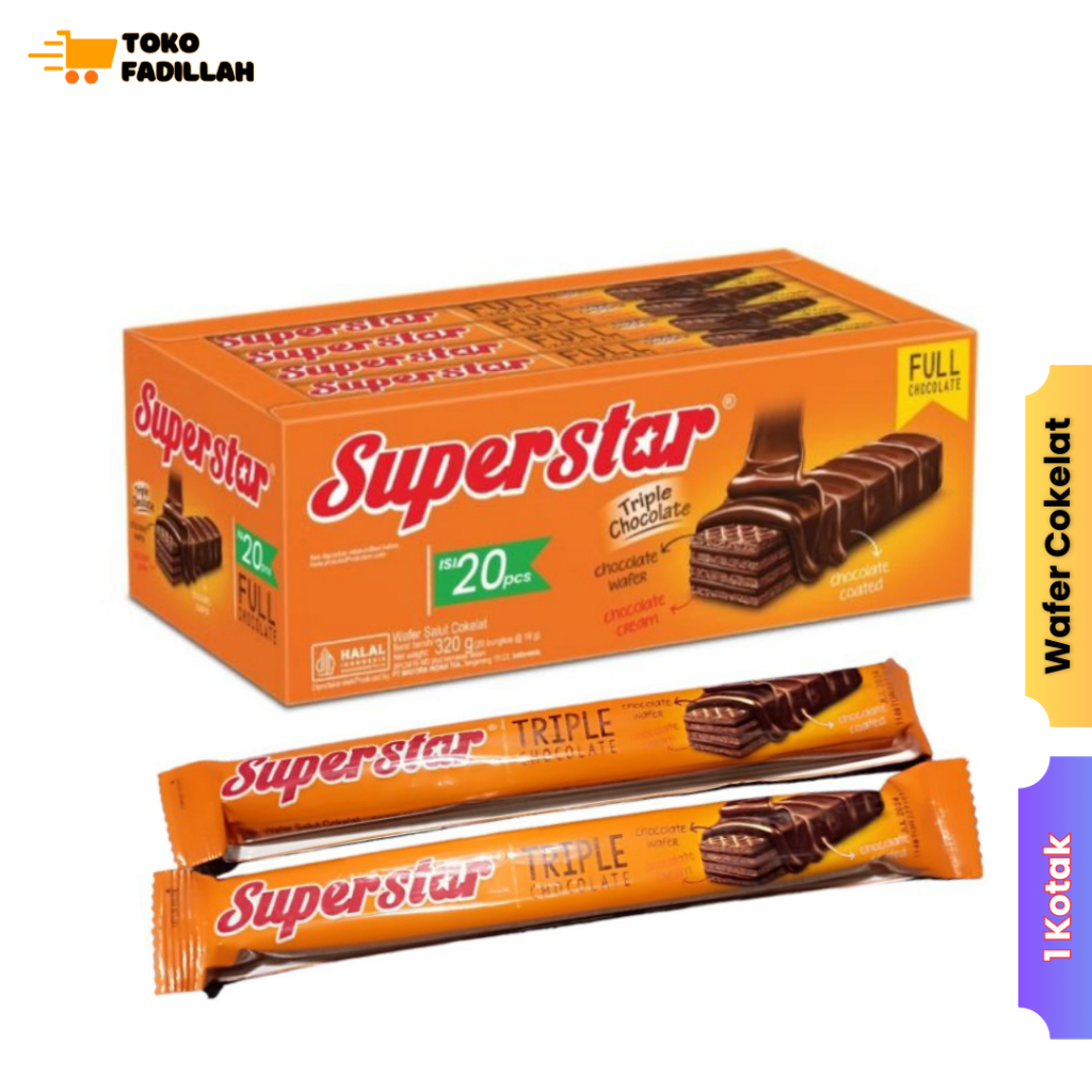 Jual Superstar Wafer Triple Chocolate isi 20 pcs (1 kotak) | Shopee ...