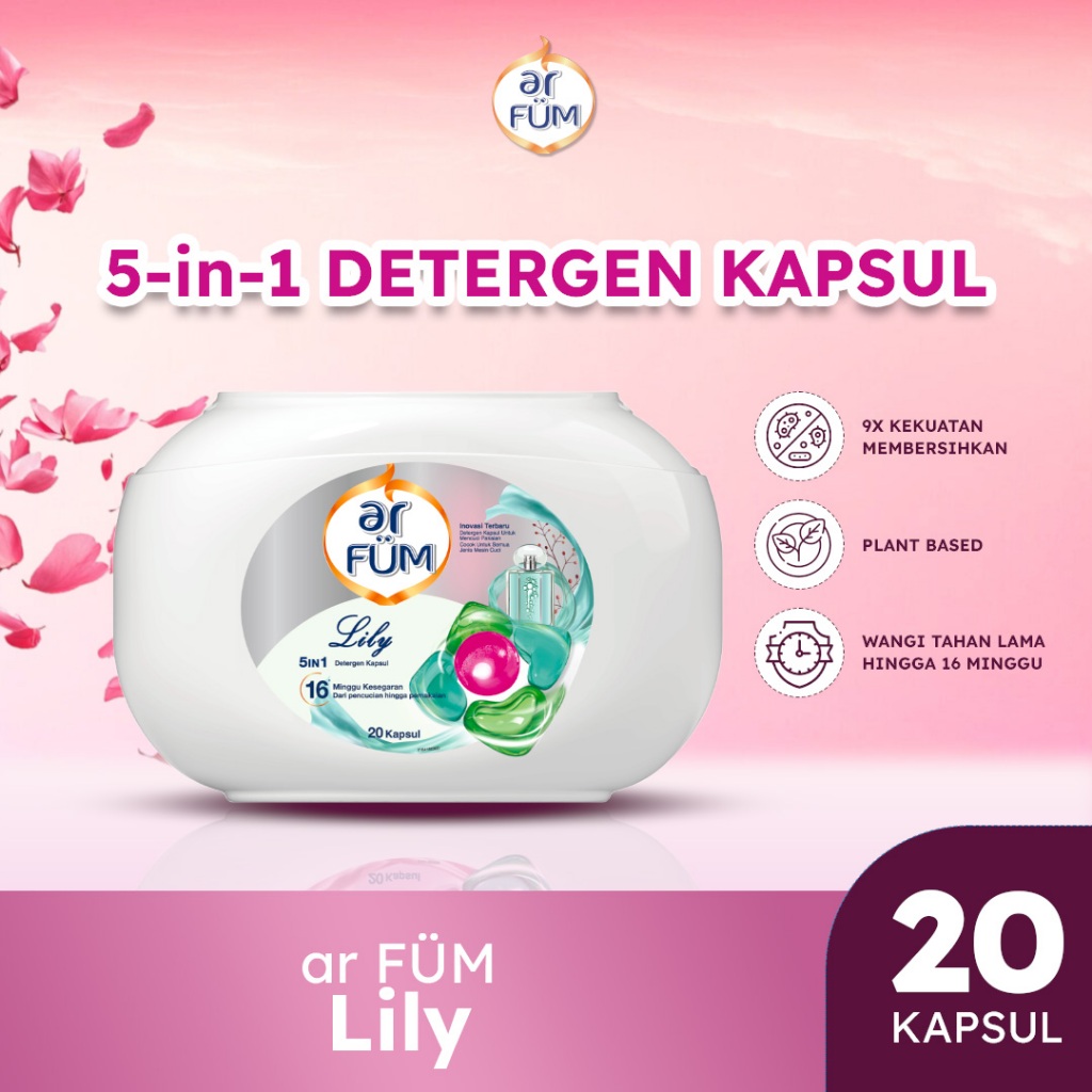 Jual ar FUM 5in 1 Detergen Kapsul - Lily - Single Pack isi 20pcs ...
