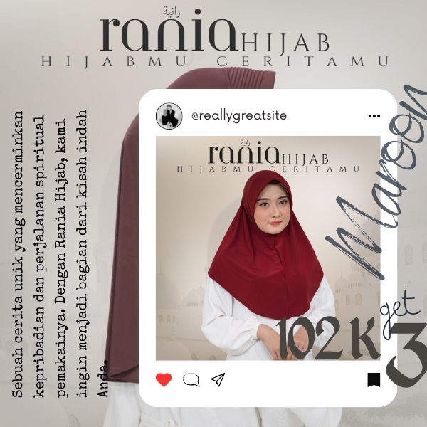 Jual [Maroon] Standard Medium size | Hijab Bergo Jannah Series by Rania Hijab | HIJAB VIRAL ...