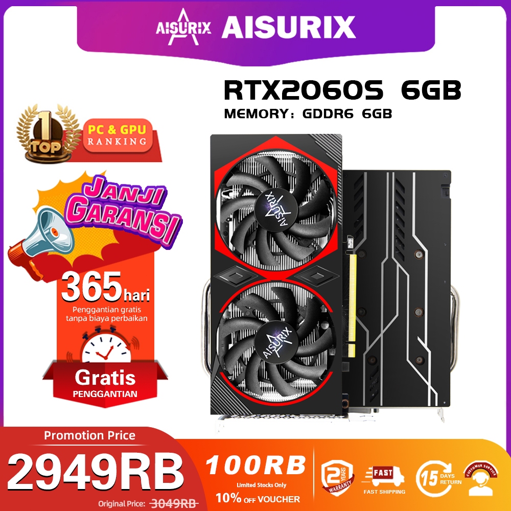 Jual AISURIX VGA Card RTX 2060 Super 6GB GDDR6 PCIE3.0 VGA RTX2060S 6G ...
