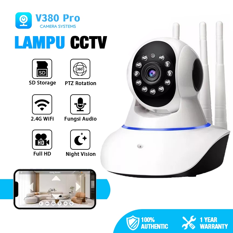 Jual CCTV V380 Pro IP Camera with 1080p HD Wireless Wifi and 3 Antennas ...