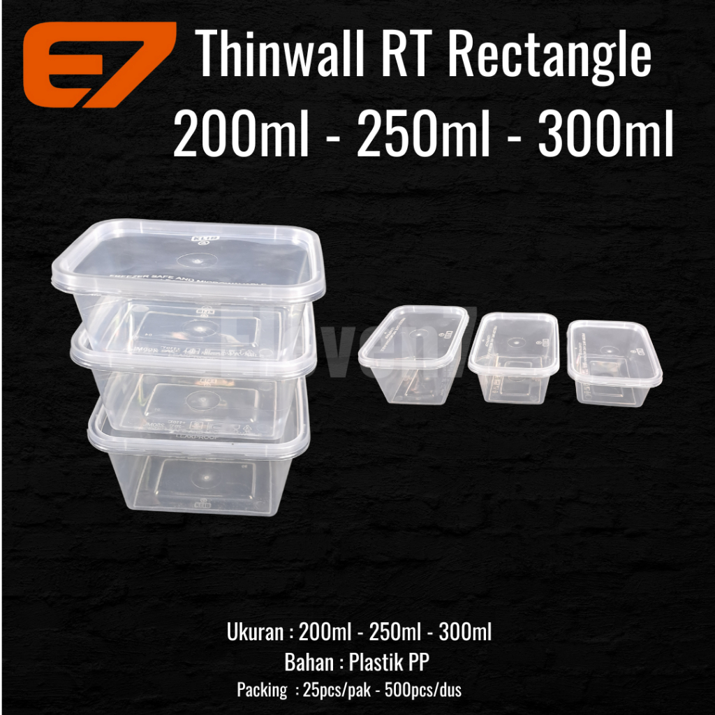 Jual Thinwall Persegi Mini RT 200/250/300ml - Food Container, Kotak Makan Plastik (25pcs ...