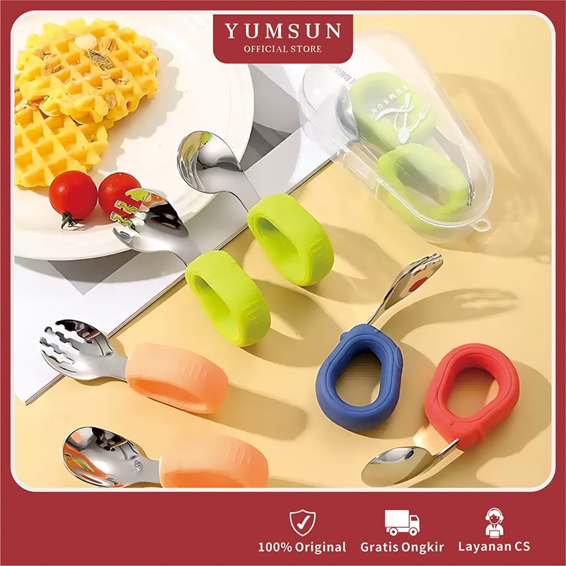 Jual YUMSUN Sendok Belajar Makan Sendiri Bayi - Sendok Anak Stainless ...