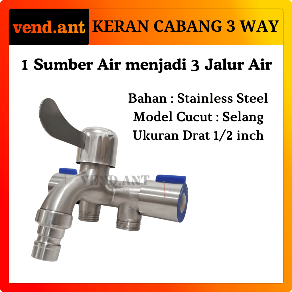 Jual Keran Cabang 3 Way Kran Shower Faucet Kamar Mandi 3 Lubang Aliran ...