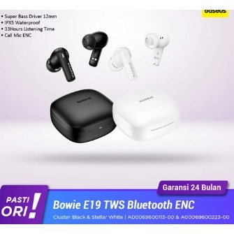 Jual Baseus Bowie E19 TWS Bluetooth Powerful Bass 12mm Driver ENC IPX5 | Shopee Indonesia