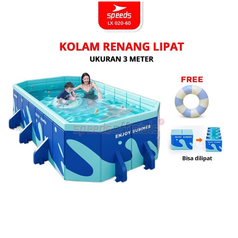 Jual SPEEDS kolam lipat portable 300 cm || kolam renang anak portable ...