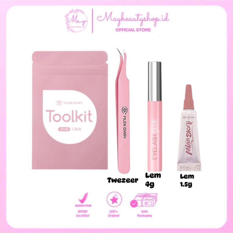 Jual MLEN DIARY Travel Kit 2 In 1 Eyelash Glue + Tweezers | Pinset ...