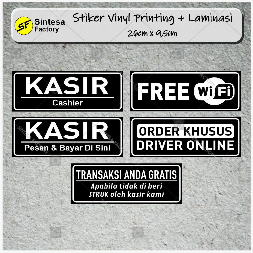 Jual Stiker Kasir Stiker Pesan dan Bayar Disini Stiker Free Wifi Stiker ...