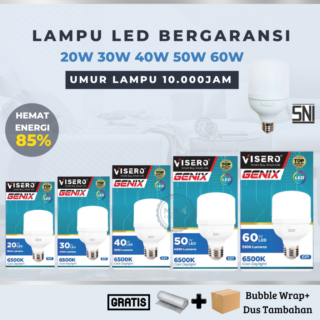 Jual Lampu LED Jumbo 20W 30W 40W 50W 60WAT Bohlam Capsule Bergaransi 1 ...