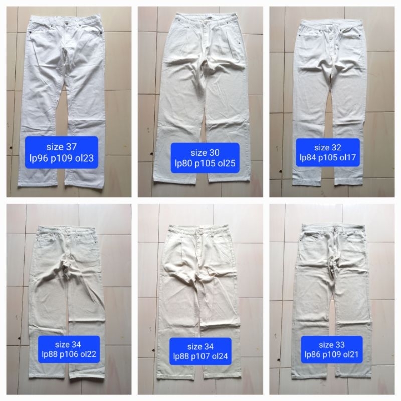 Jual Celana Jeans Denim putih & cream second thrift | Shopee Indonesia