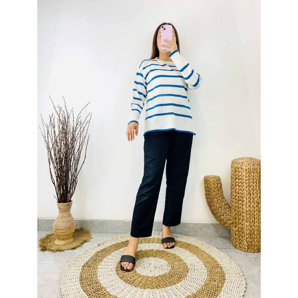 Jual Batik Benang Raja Atasan Rajut Strip Veronica | Shopee Indonesia