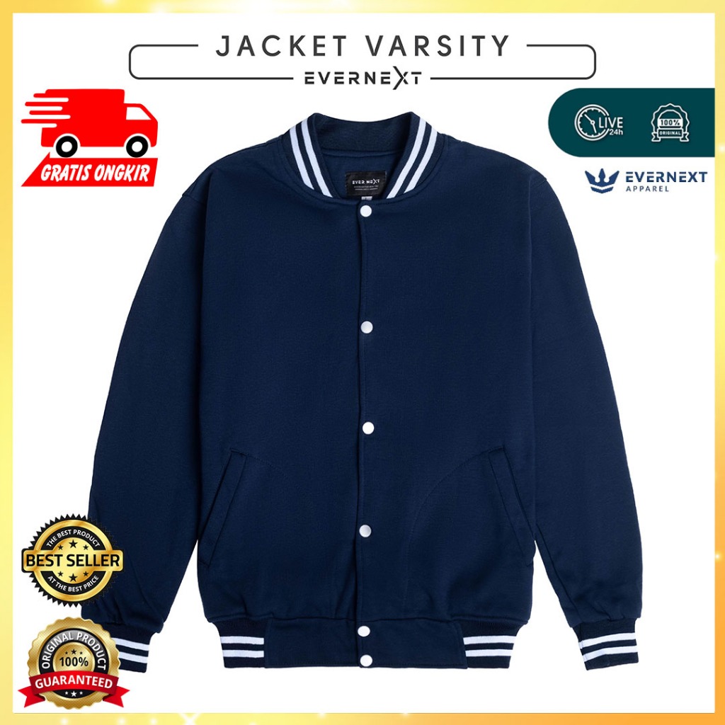 Jual JAKET VARSITY - EVERNEXT | Jaket Baseball Polos Pria Wanita Unisex ...