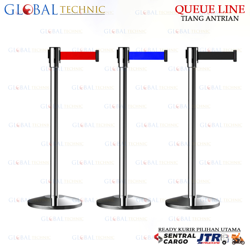 Jual Standing Barrier Queue Line 2M Steel Base / Tiang Antrian Pembatas ...