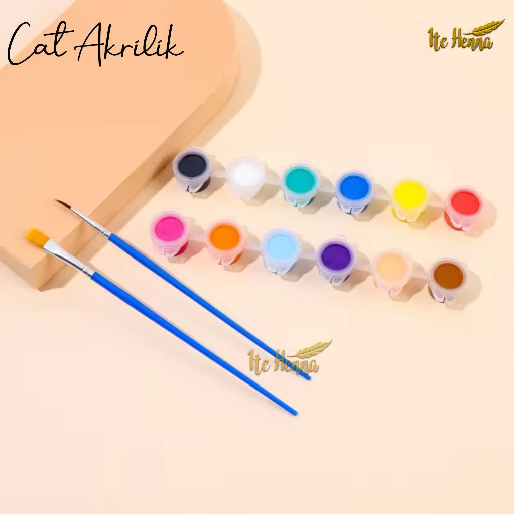 Jual Cat Lukis/ Cat Akrilik/ Acrylic Paint Set 6, 12 Warna/ 3 ML Warna ...