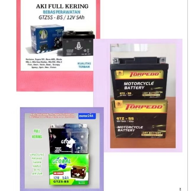 Jual AKI/ACCU BERUANG & TERPEDO/GLOBAL, GO SPEED, BOLT GTZ-5S FULL KERING 12V 5AH | Shopee Indonesia