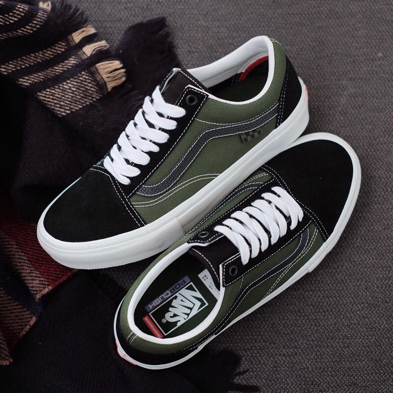 Jual SEPATU OLD SKOOL PRO SKATE SAFARI GREENERY BLACK 100% ORIGINAL ...