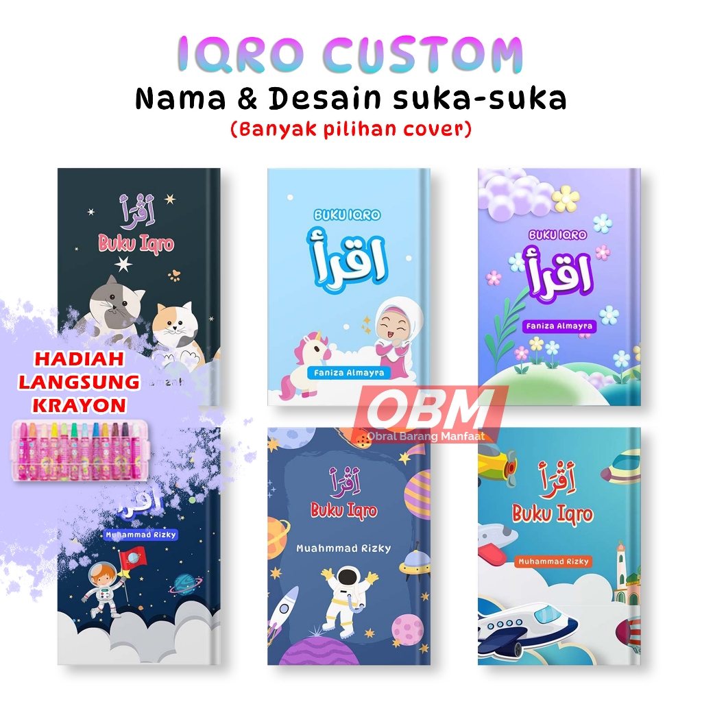 Jual Iqro Custom Tulis Nama Desain Cover Iqro Warna Custom Hard Cover ...