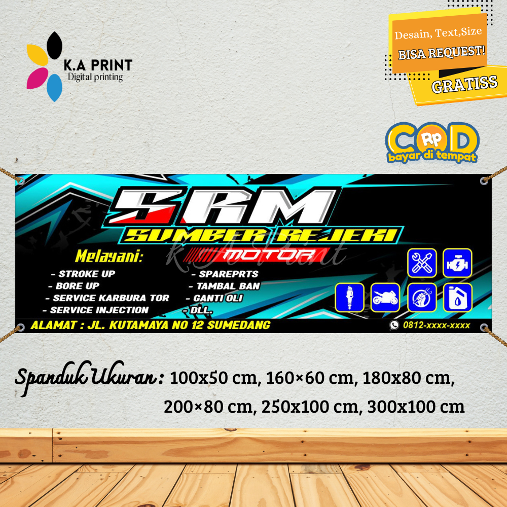 Jual Cetak Spanduk Banner Usaha Bengkel Motor Variasi Motor Biru Hitam ...