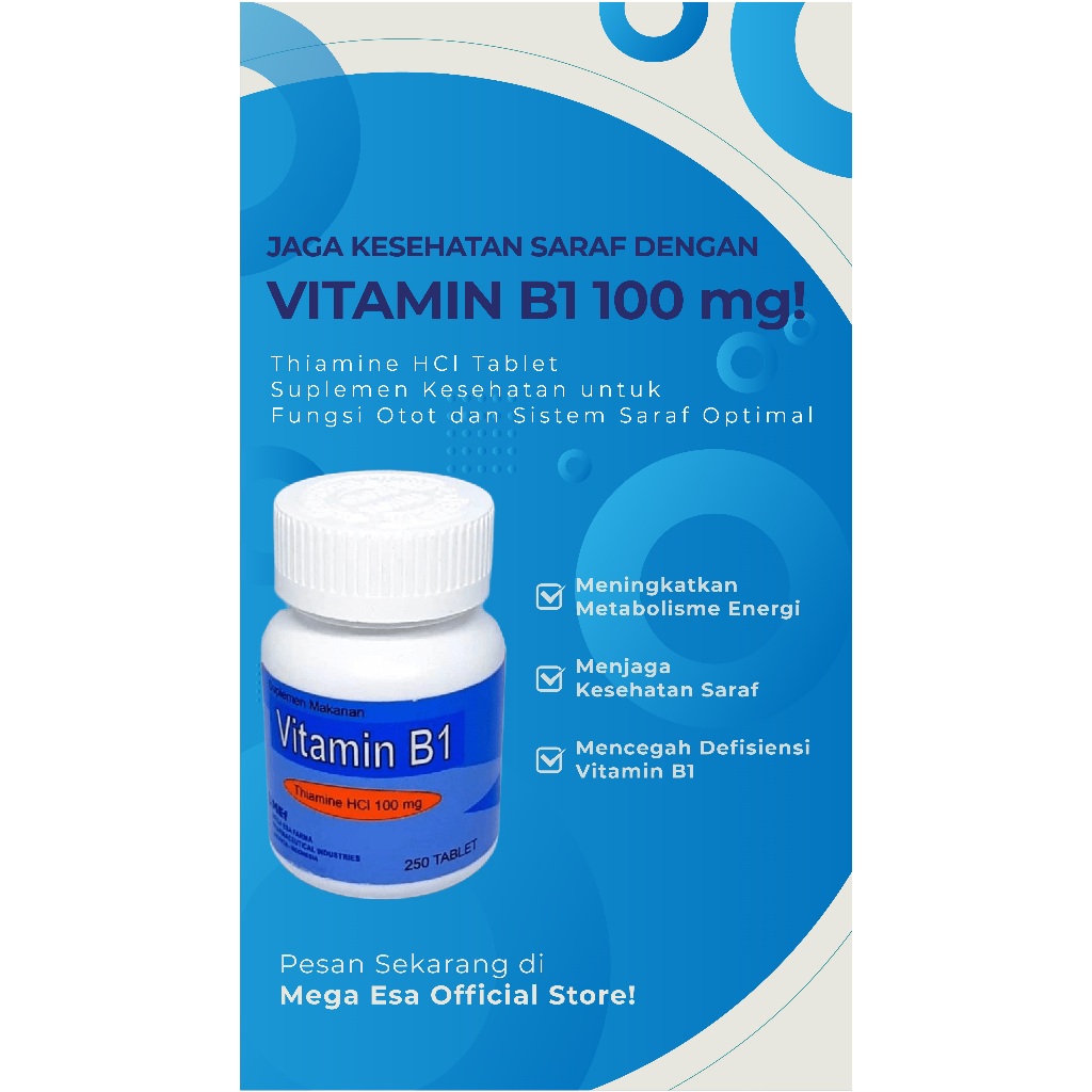 Jual Vitamin B1 100 mg Thiamine HCl, Tablet Suplemen Kesehatan (100 ...