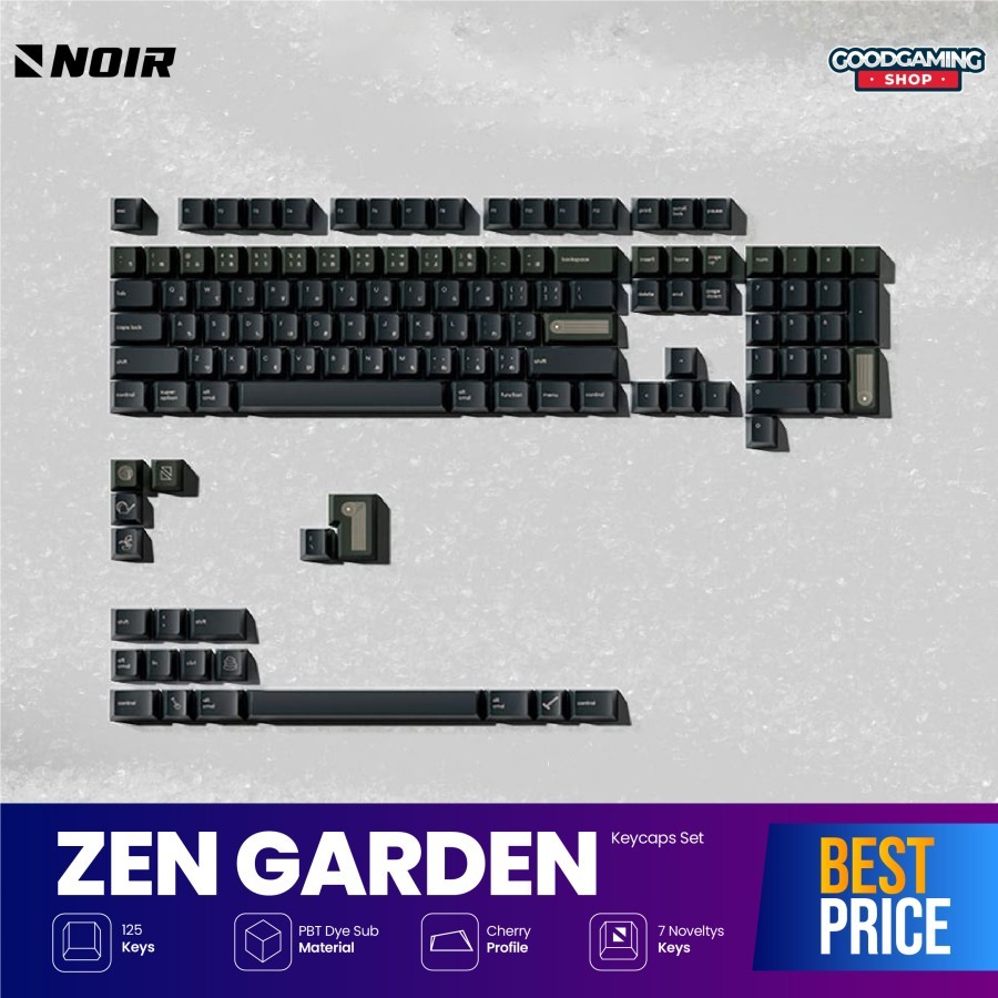Jual Noir Zen Garden Keycaps - PBT Dyesub Cherry Profile 125 keys ANSI ...