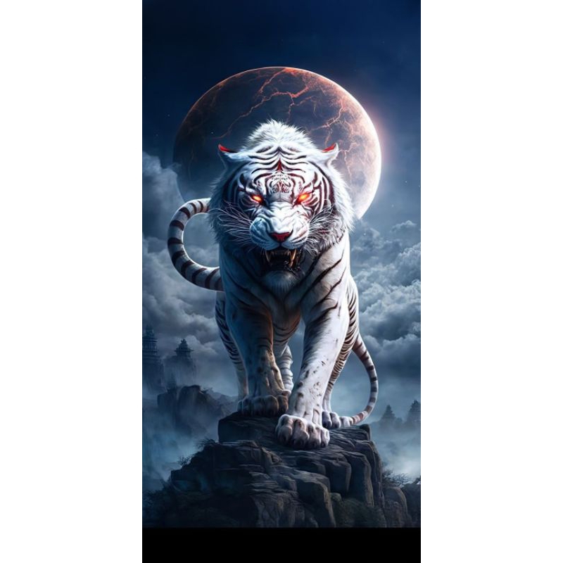 Jual Poster cetak, Harimau putih, hiasan dinding, Harimau putih, bisa ...