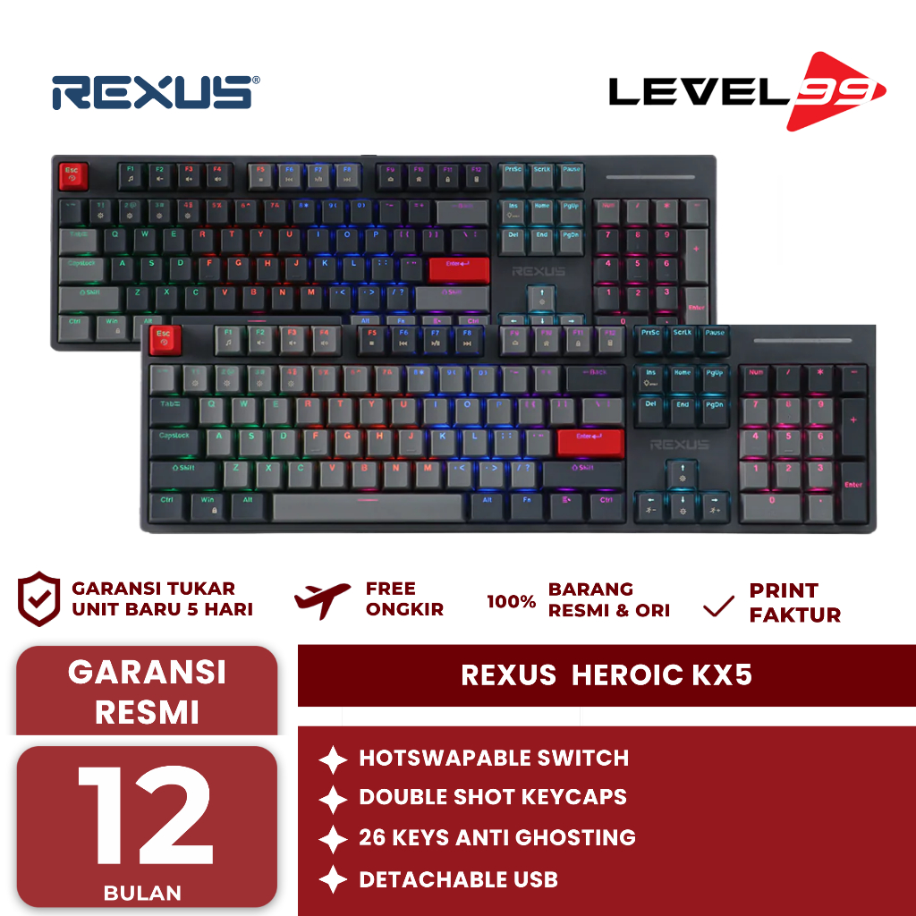 Jual Rexus Keyboard Gaming Heroic Kx5 | Shopee Indonesia