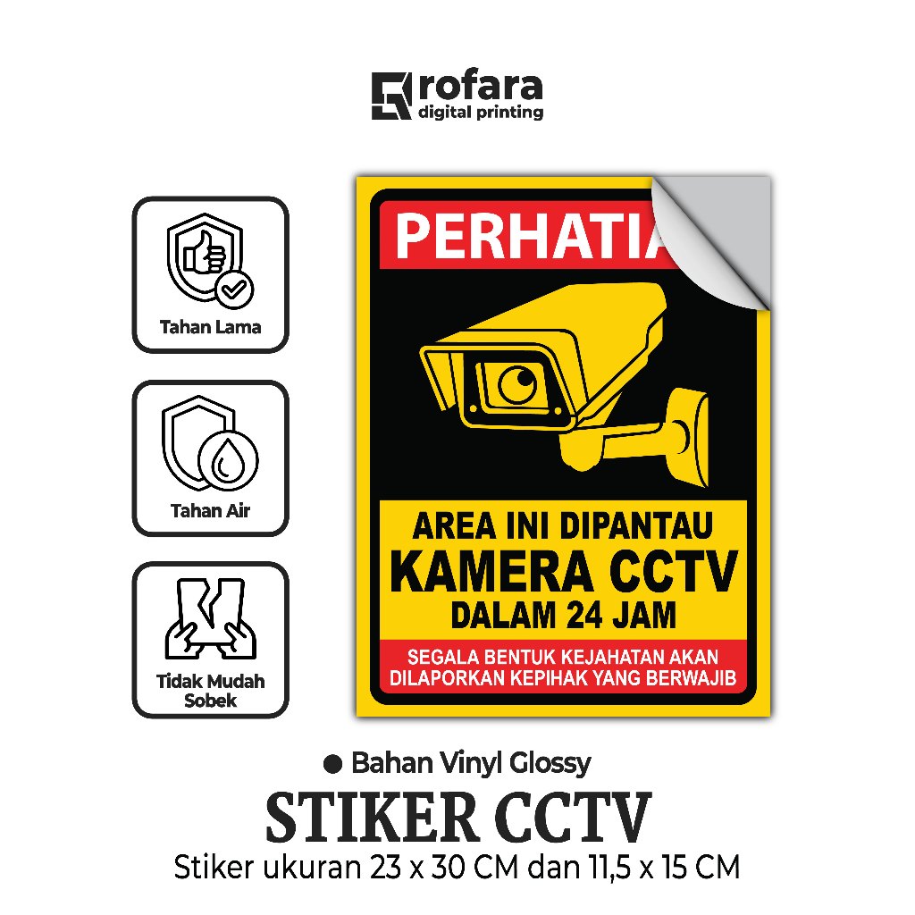 Jual Stiker CCTV | Stiker Sign Kamera CCTV - Bahan Vinyl | Shopee Indonesia