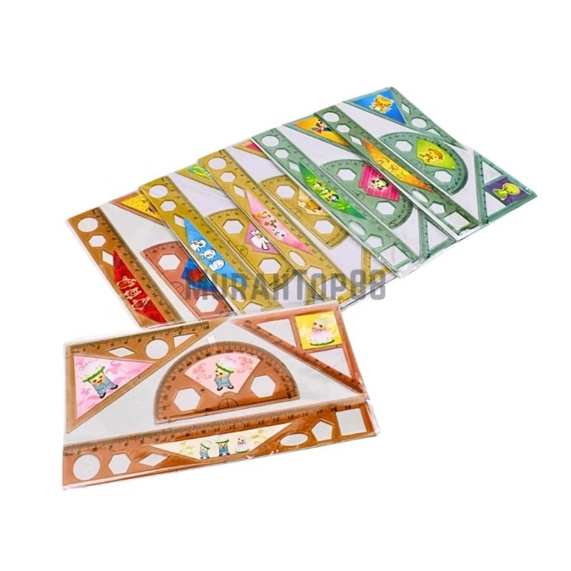 Jual Penggaris Set Plastik Isi 4 pcs / Garisan Busur Siku Siku Segitiga ...