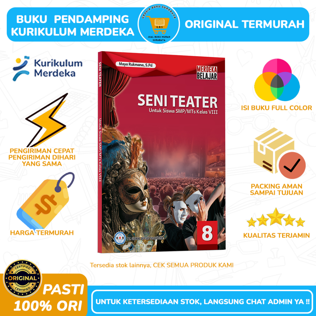 Jual Buku Pendamping Siswa Seni Teater Kelas 8 SMP - Kurikulum Merdeka - Penerbit Global Offset ...