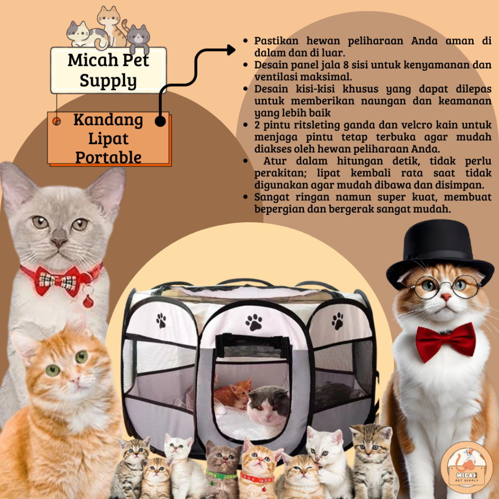 Jual Kandang Lipat Portable Kandang Kucing Besar Rumah Kucing Untuk ...