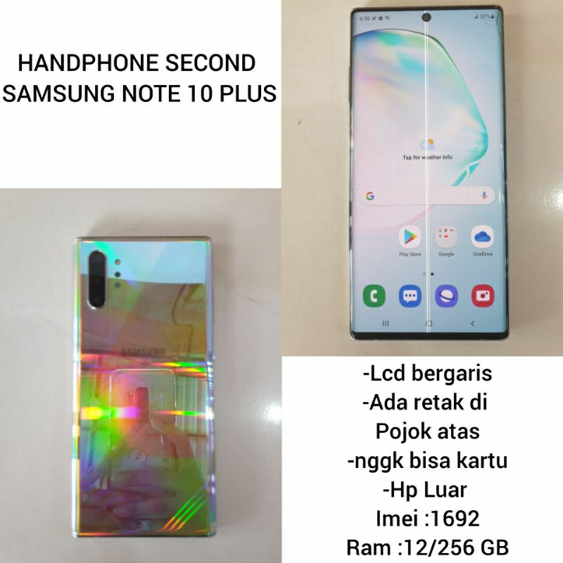 Jual HANDPHONE SECOND SAMSUNG NOTE 10 PLUS (HARAP MEMBACA DESKRIPSI TERLEBIH DAHULU) | Shopee ...