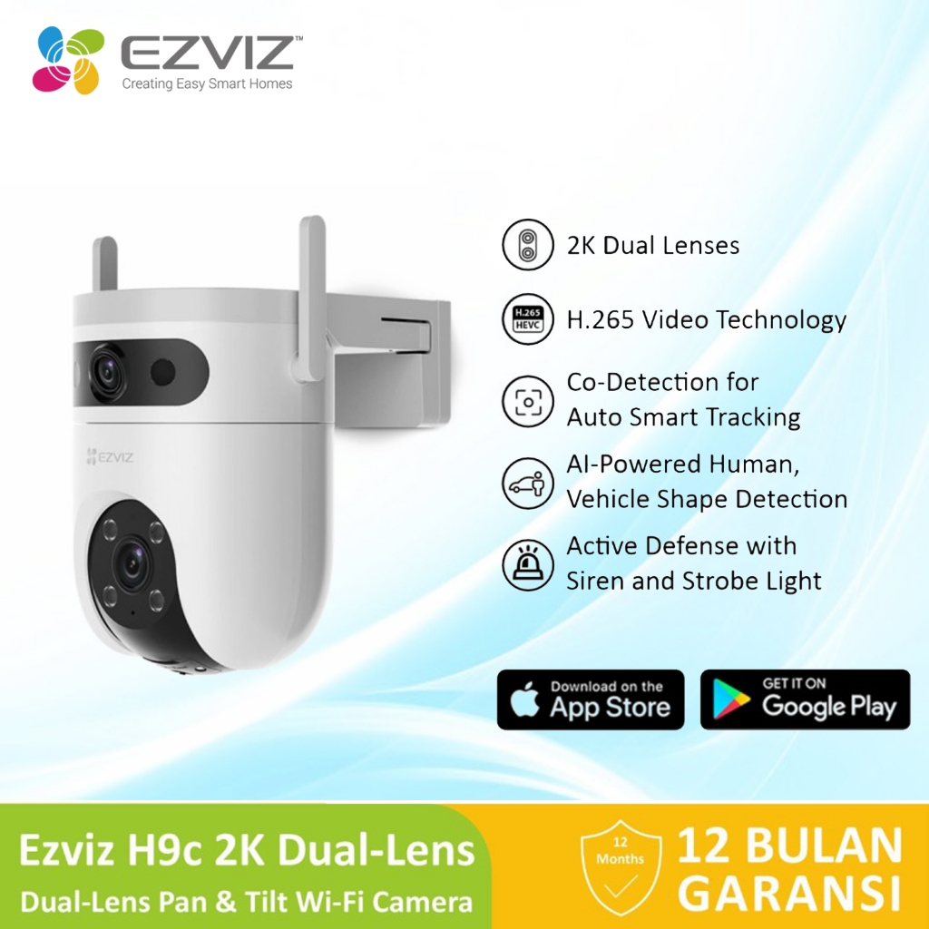Jual Ezviz H9c Dual-Lens 2K 3MP Smart Home Wifi Pan Tilt IP Camera CCTV ...