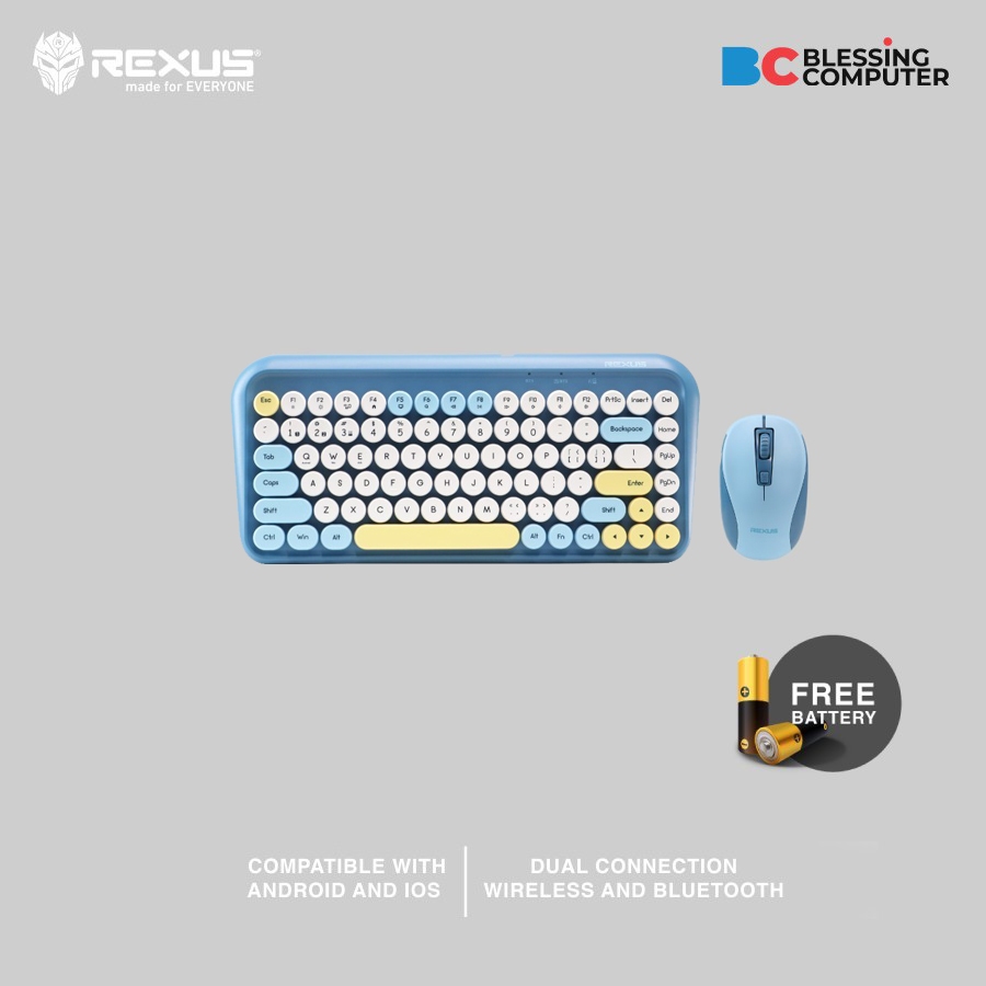 Jual KEYBOARD MOUSE Wireless REXUS RX-KM11 - BLUE LAGOON | Shopee Indonesia