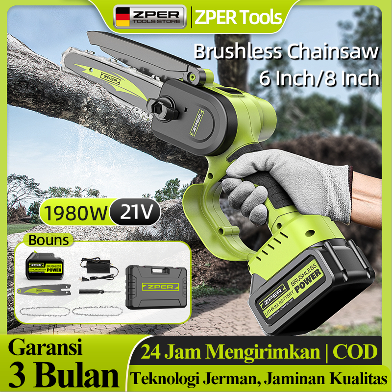 Jual ZPER Brushless Chainsaw Cordless Chainsaw Gergaji Baterai Gergaji ...