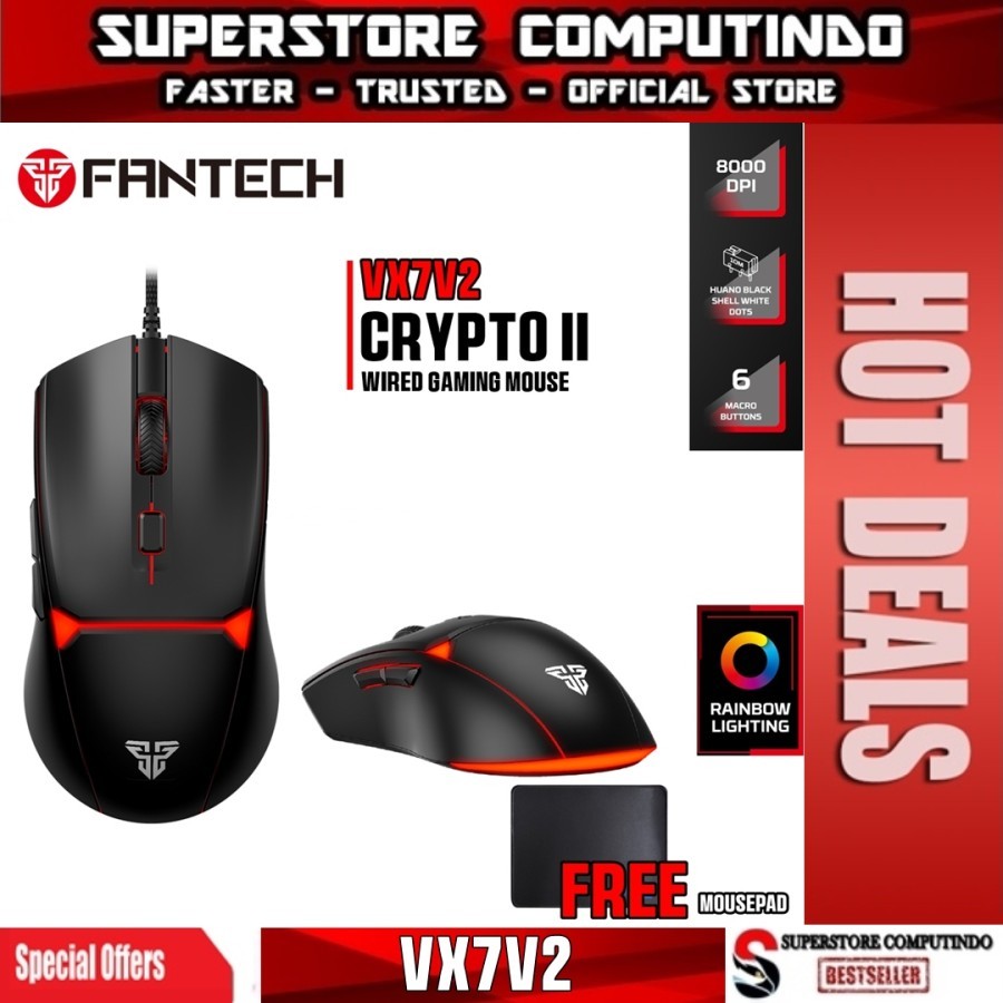 Jual Fantech VX7V2 | VX7-V2 Wired Gaming Mouse With Macro RGB Light ...