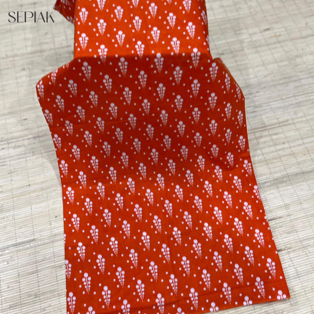 Jual SEPIAK BELITONG KAIN BATIK CETAK SERIES ORANGE KAIN KEKINIAN KHAS ...