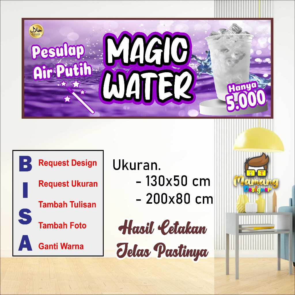 Jual Spanduk Banner Jualan Magic Water Model Ungu Nyamping Keren ...