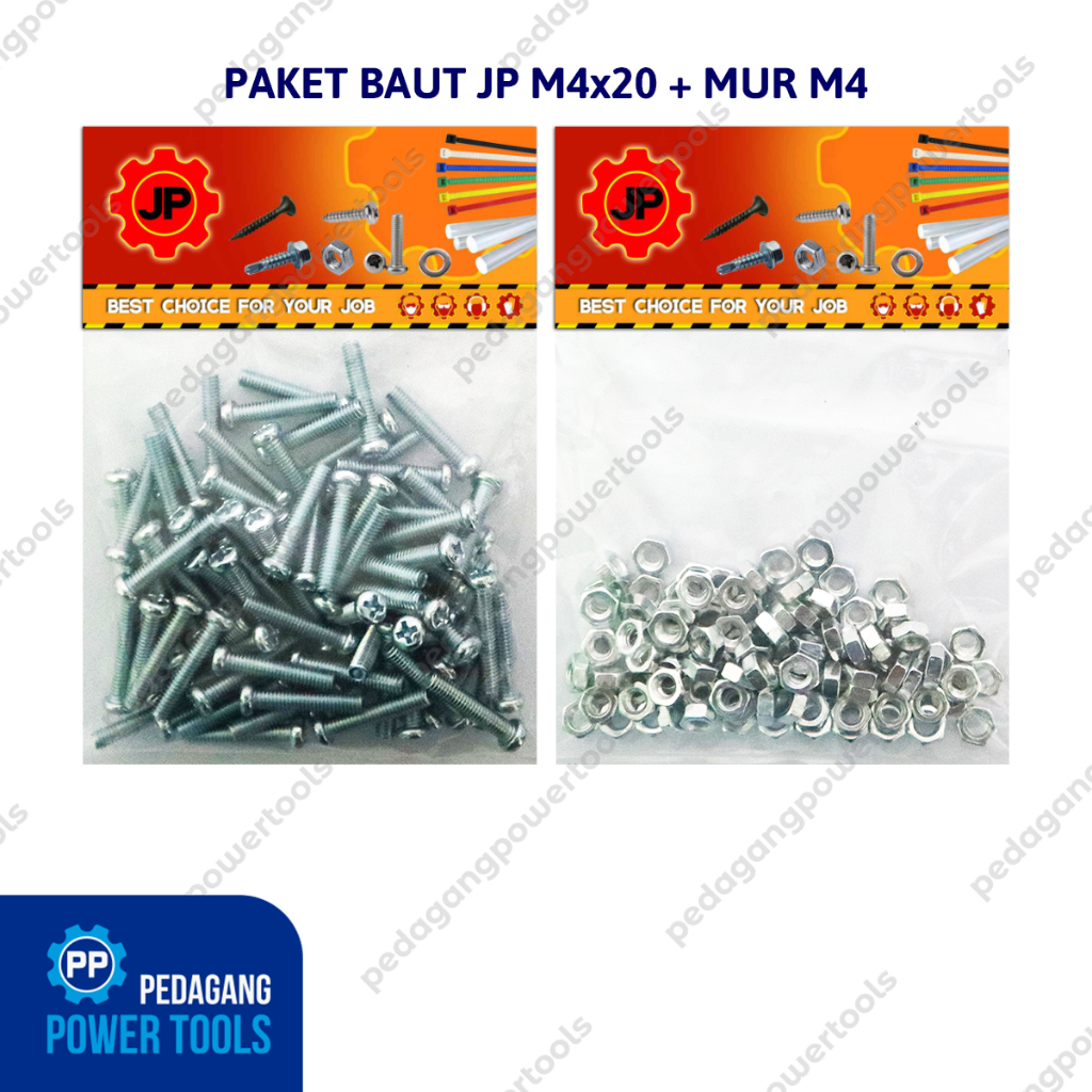 Jual PAKET 2 SET BAUT MUR 4x20 BAUT JP M 4 x 20 MM MUR M4 SKRUP ISI 100 PCS | Shopee Indonesia