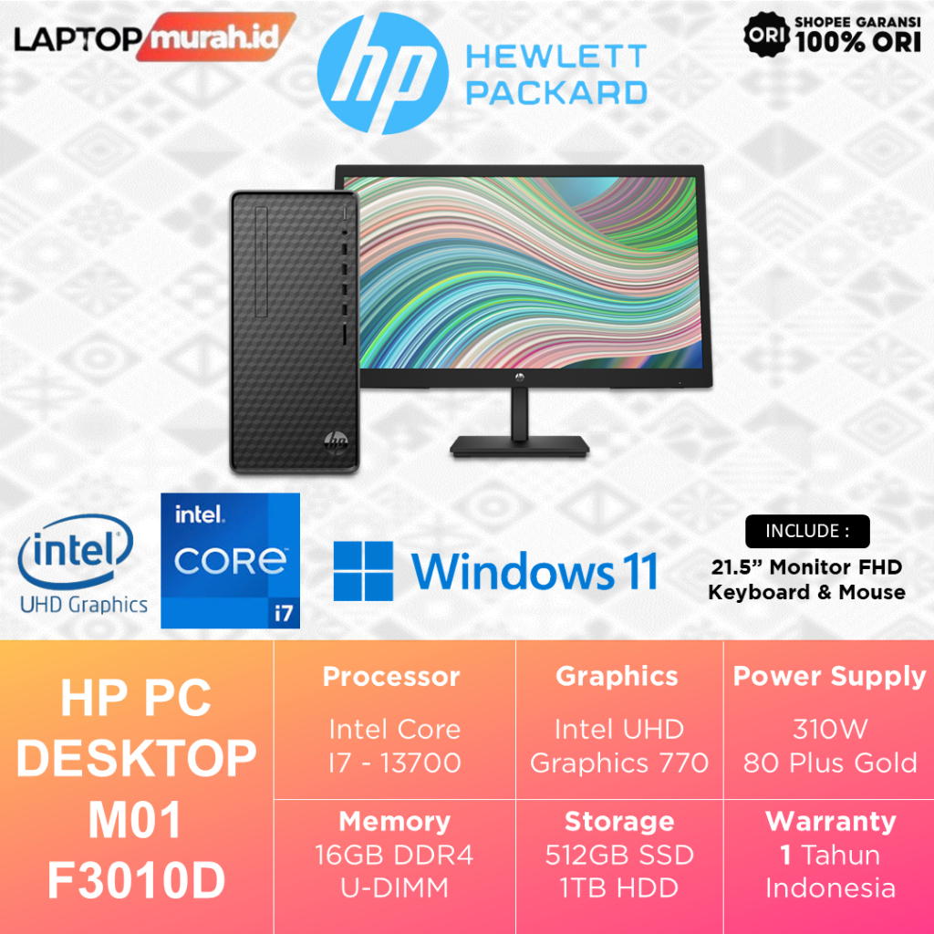 Jual PC HP Desktop i7-13700 16GB 512GB + 1TB HDD Windows 11+OHS ...