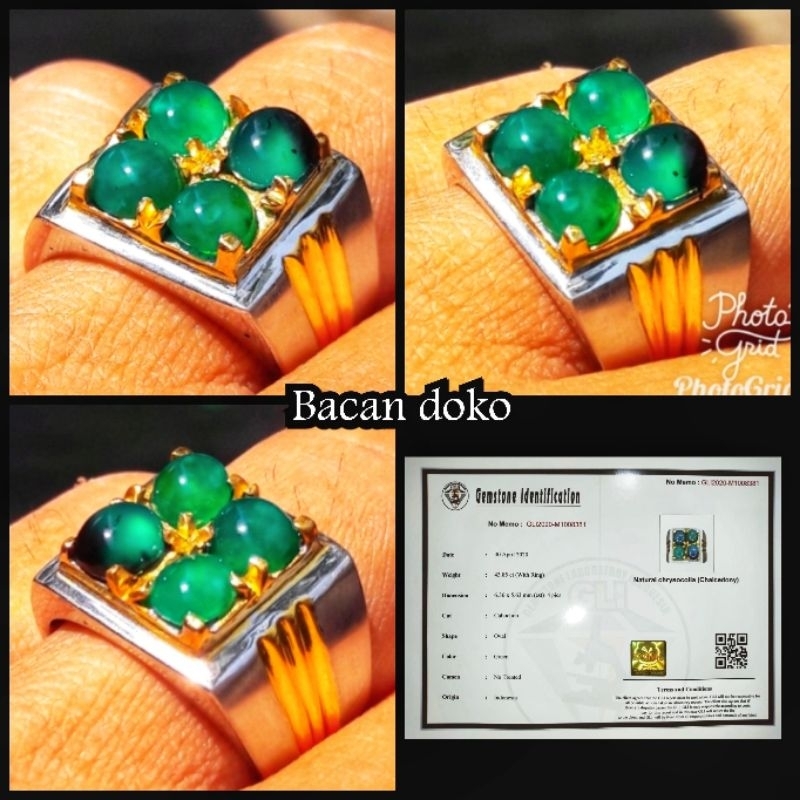 Jual cincin perak asli + batu bacan doko kristal body kaca | Shopee ...