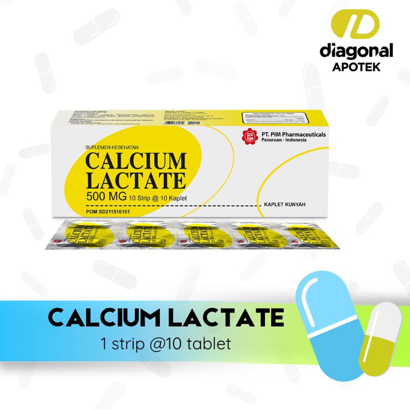 Jual Calcium Lactate Pim 500mg Kapsul 1 Strip Isi 10 Kapsul | Shopee ...