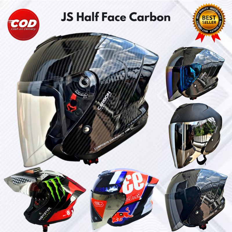 Jual Helm Half Face JS CARBON SNI/Helm Murah/Helm Armor/Helm Cowok/Helm ...