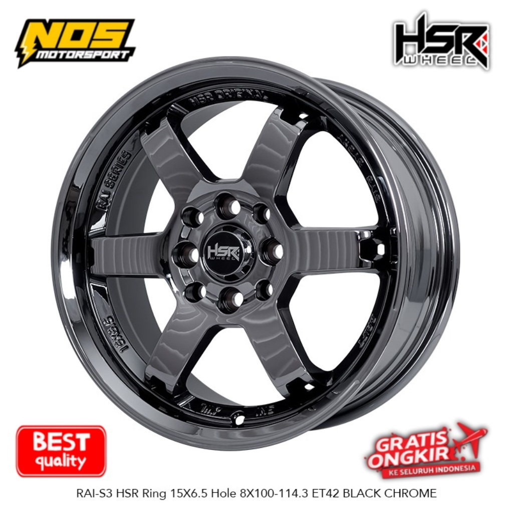Jual VELG MOBIL JAZZ AVANZA BRIO SIGRA R15 PCD 4X100/4X114 HSR RAI-S3 | VELG BLACK CHROME RING ...