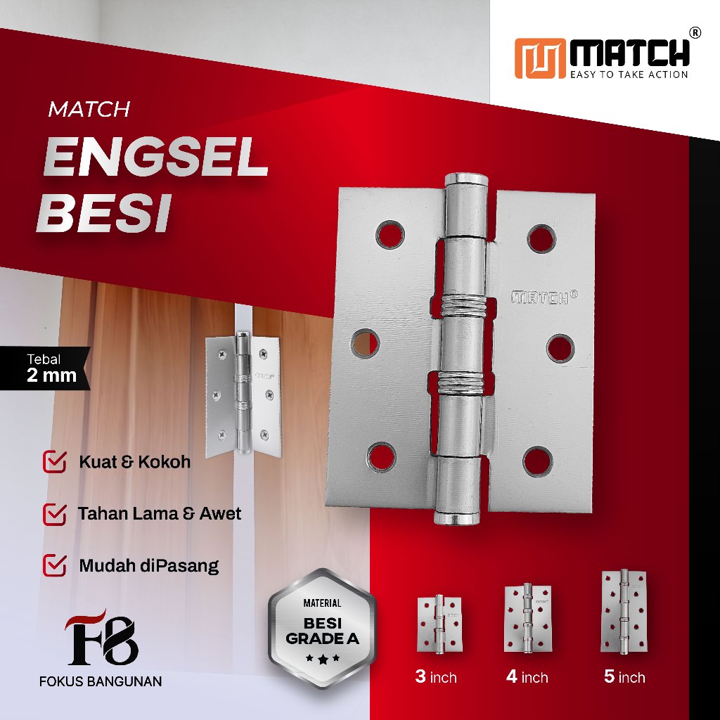 Jual Engsel Besi Match 3" / 4" / 5 " inch Engsel Besi Pintu Jendela ...