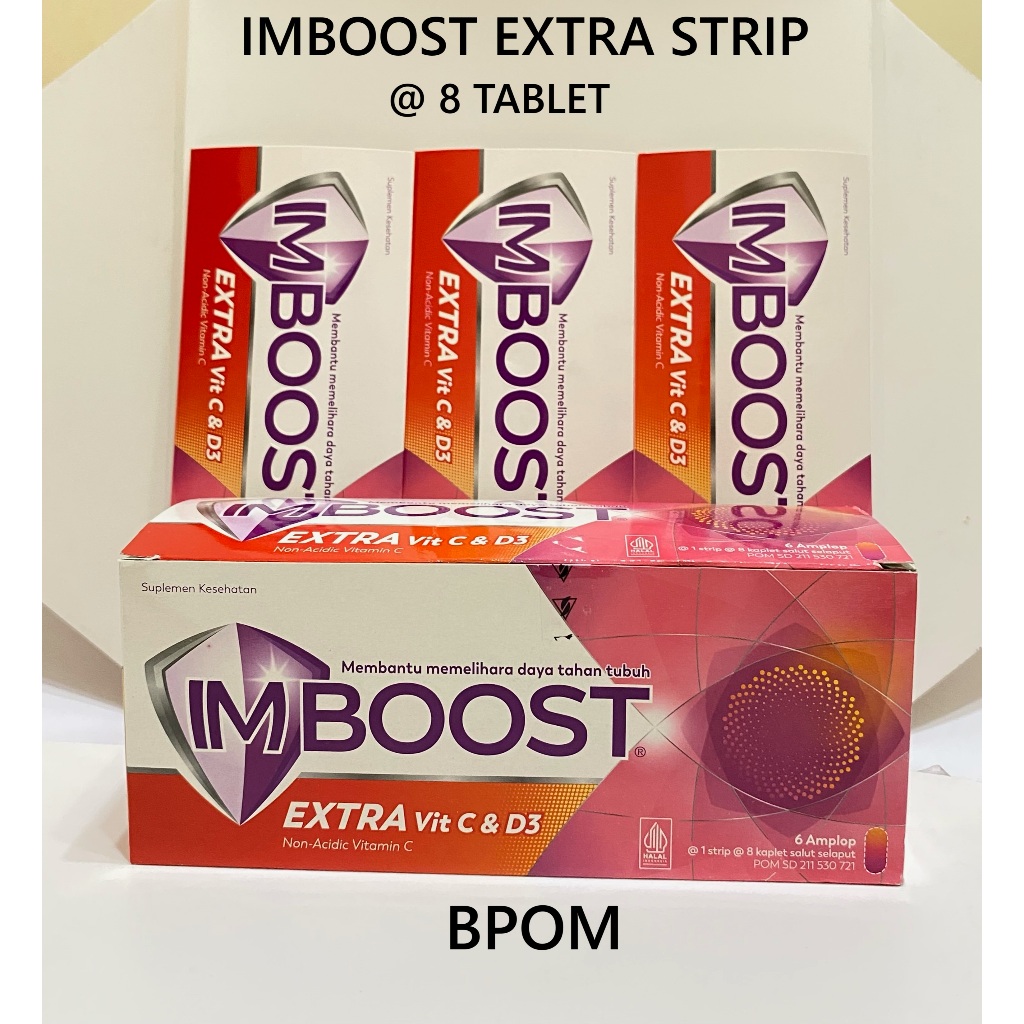 Jual Imboost Extra Vit C & D3 Isi 8 Tablet Suplemen Daya Tahan Tubuh ...