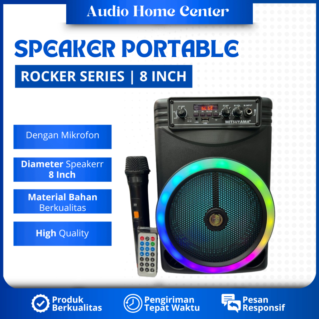 Jual SPEAKER PORTABLE MITSUYAMA ROCKER SERIES FULL BASS 8 INCH SPEAKER BLUETOOTH DENGAN MIKROFON ...