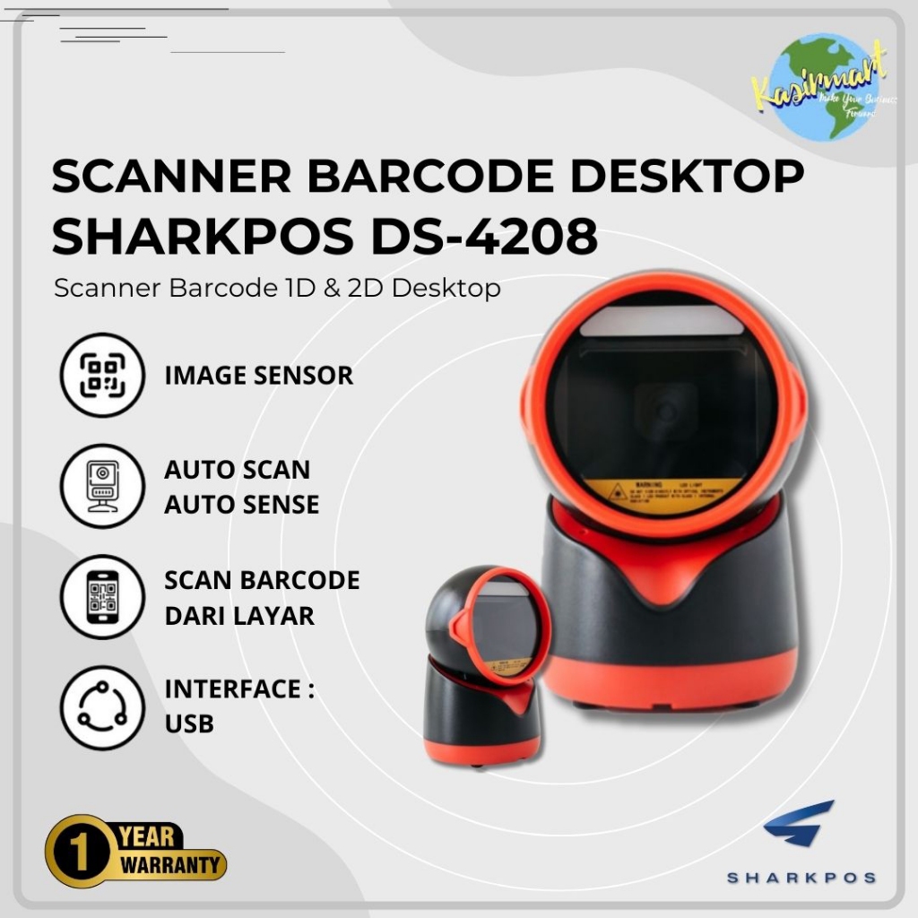 Jual Sharkpos DS4208 Omi Barcode Scanner 1D/2D EP5000D (QR CODE/PDF417 ...