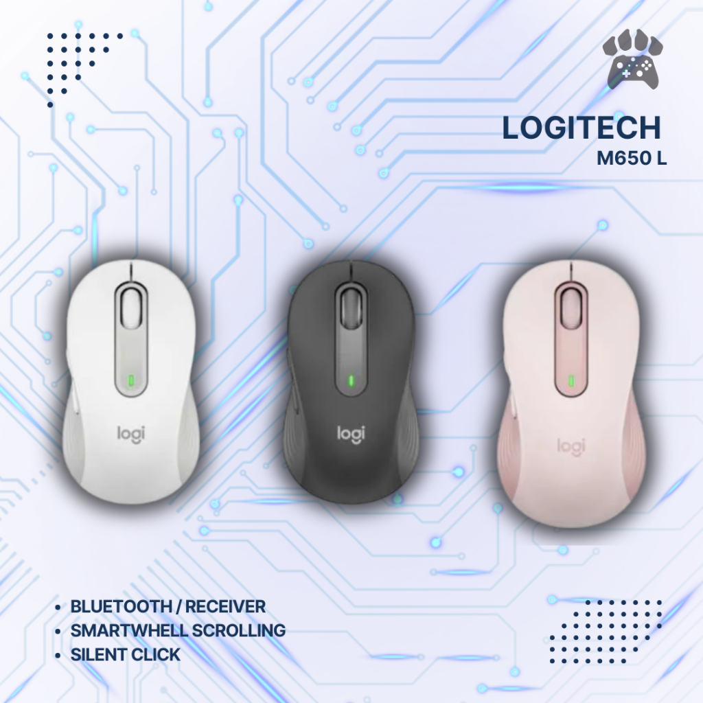 Jual Logitech Signature M650 L Mouse Wireless Bluetooth Silent Full ...