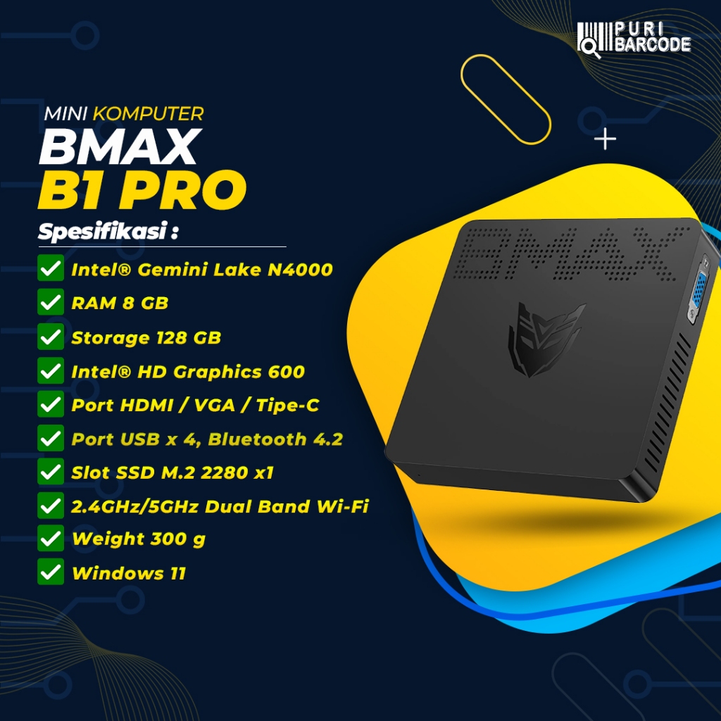 Jual Mini PC BMAX B1 Pro – Intel N4000, 8GB RAM, 128GB SSD, Dual HDMI & VGA | Shopee Indonesia