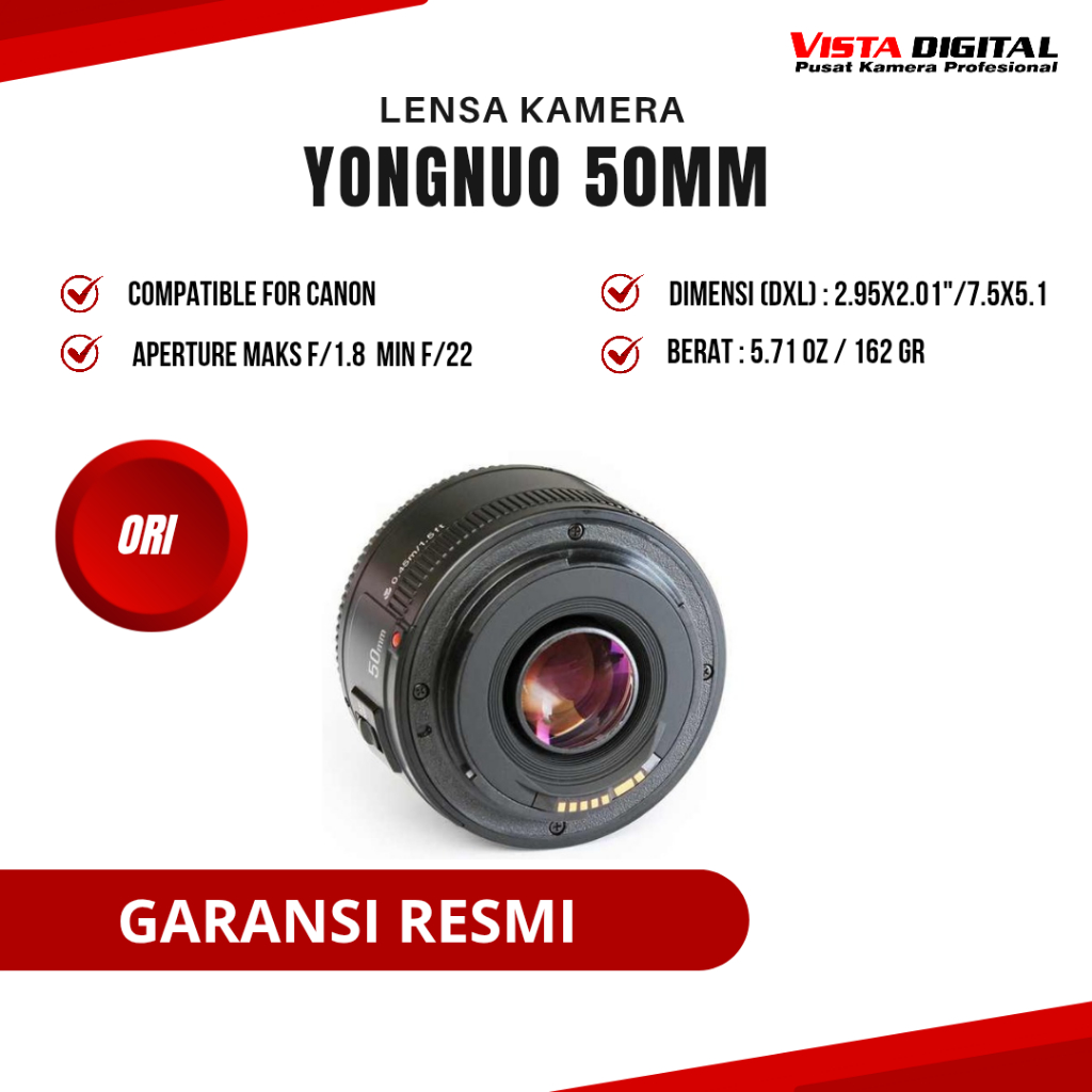 Jual YONGNUO 50MM F1.8 FIX LENS FOR CAMERA CANON | Shopee Indonesia